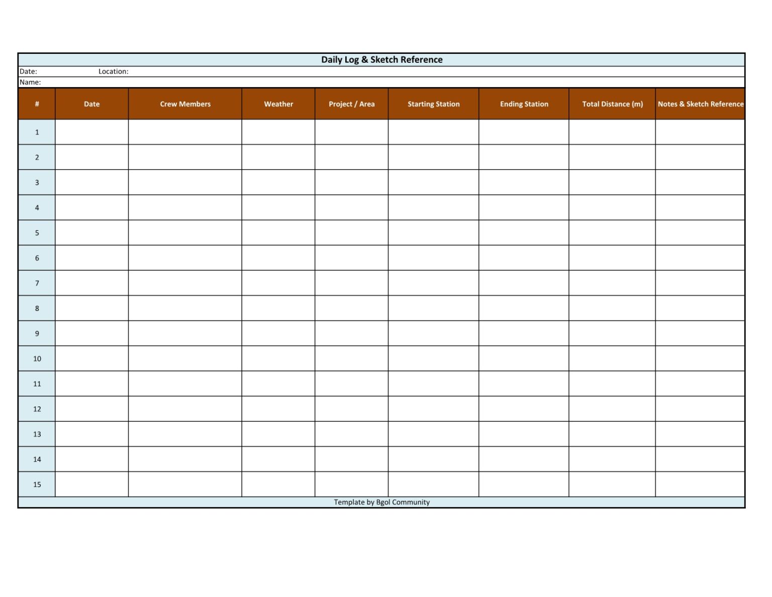 Daily Field Survey Log Book - BGol