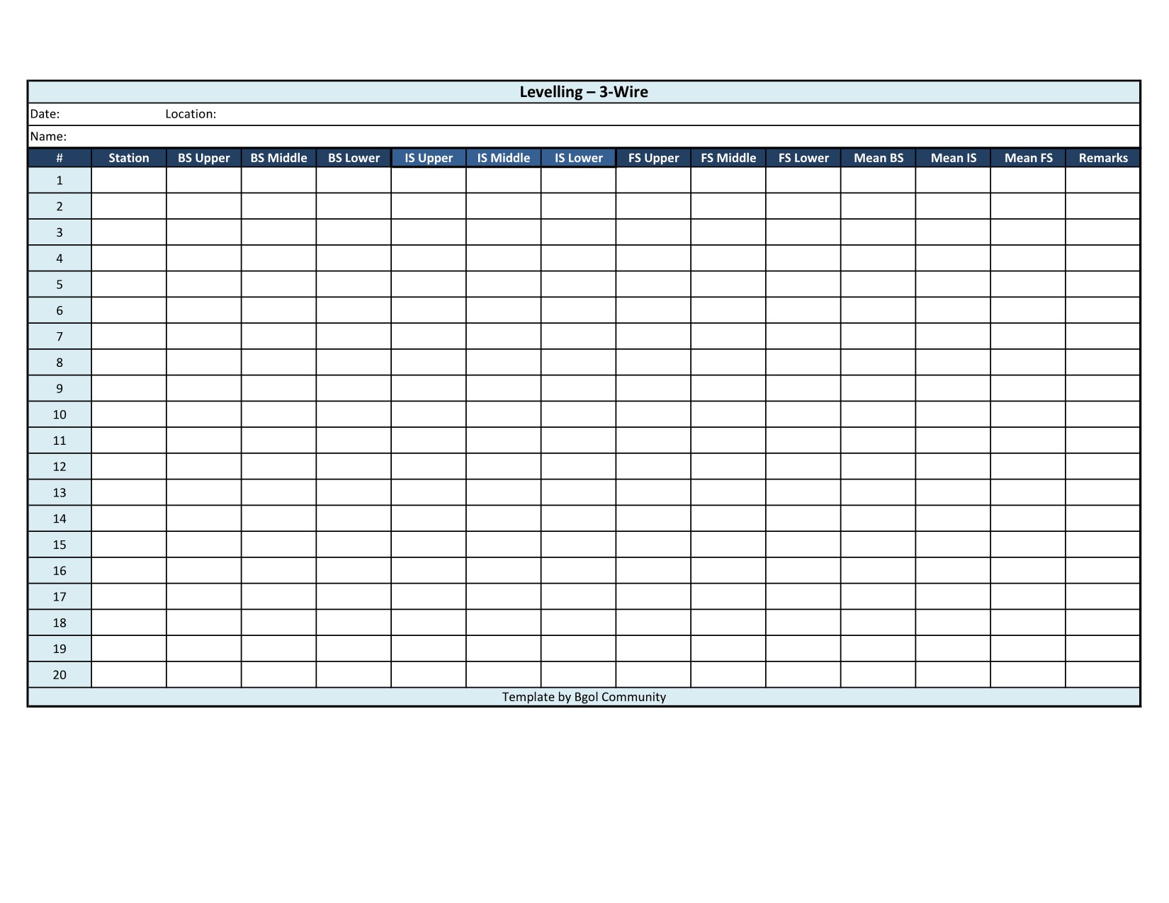 Leveling Field Book (3-Wire Method) – PDF - BGol