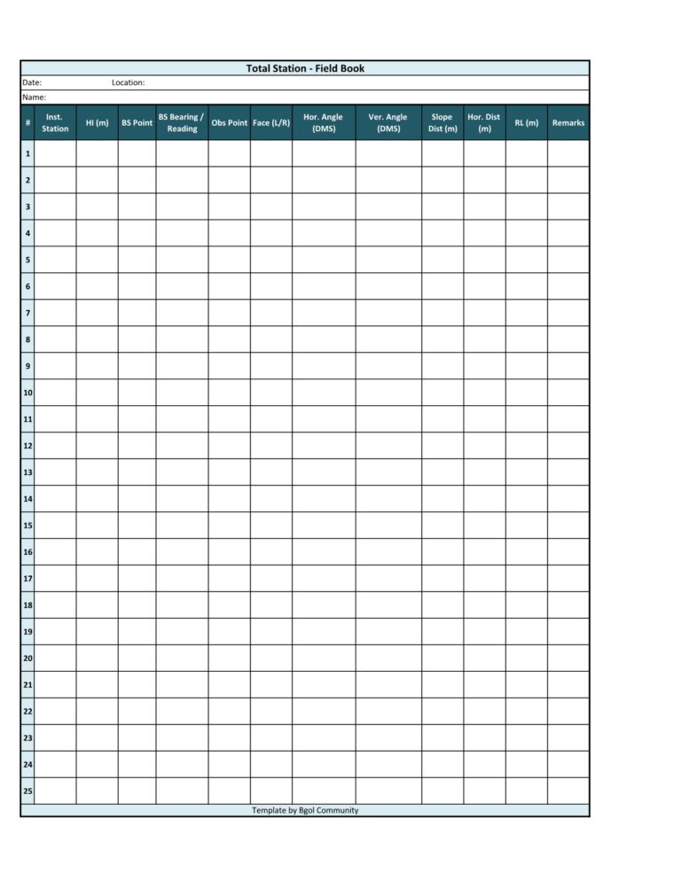 Total Station Field Book - BGol